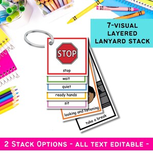 Editable Lanyard Visuals | Desk Reminders | Visual Rules Cue Cards ...