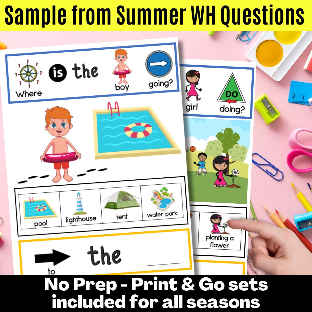 WH Questions for Speech Therapy Special Education With Interactive ...