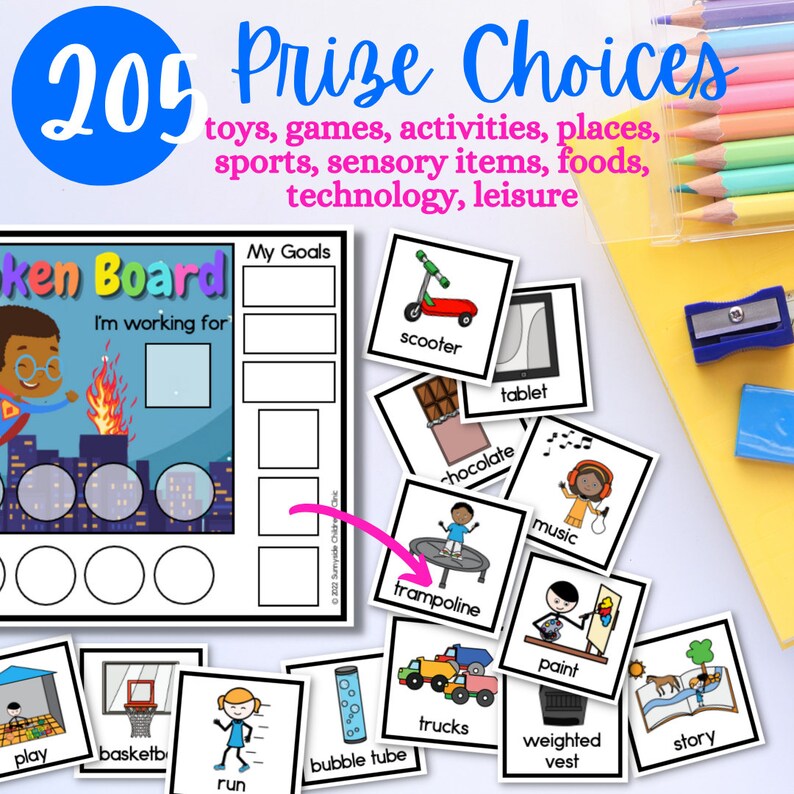 Token Board Reward Chart for Kids Superhero With First Then Schedule ...