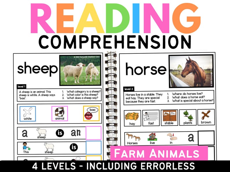 Farm Animal Reading Comprehension for AAC | Special Education Literacy | Autism Communication ...