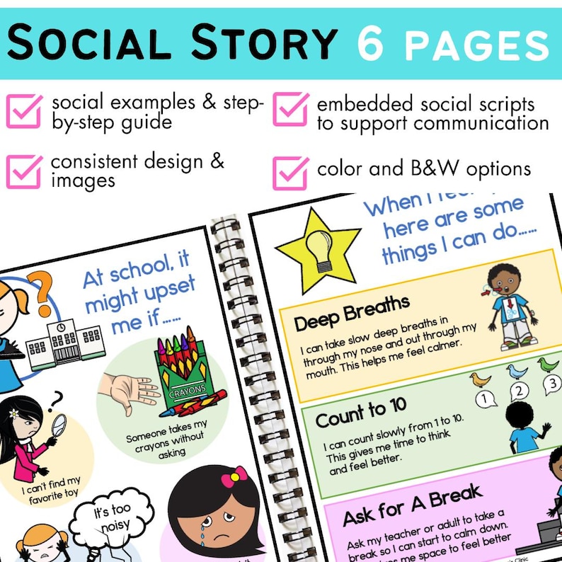 Calm Down Social Story Pack With Activities Behavior Management ...