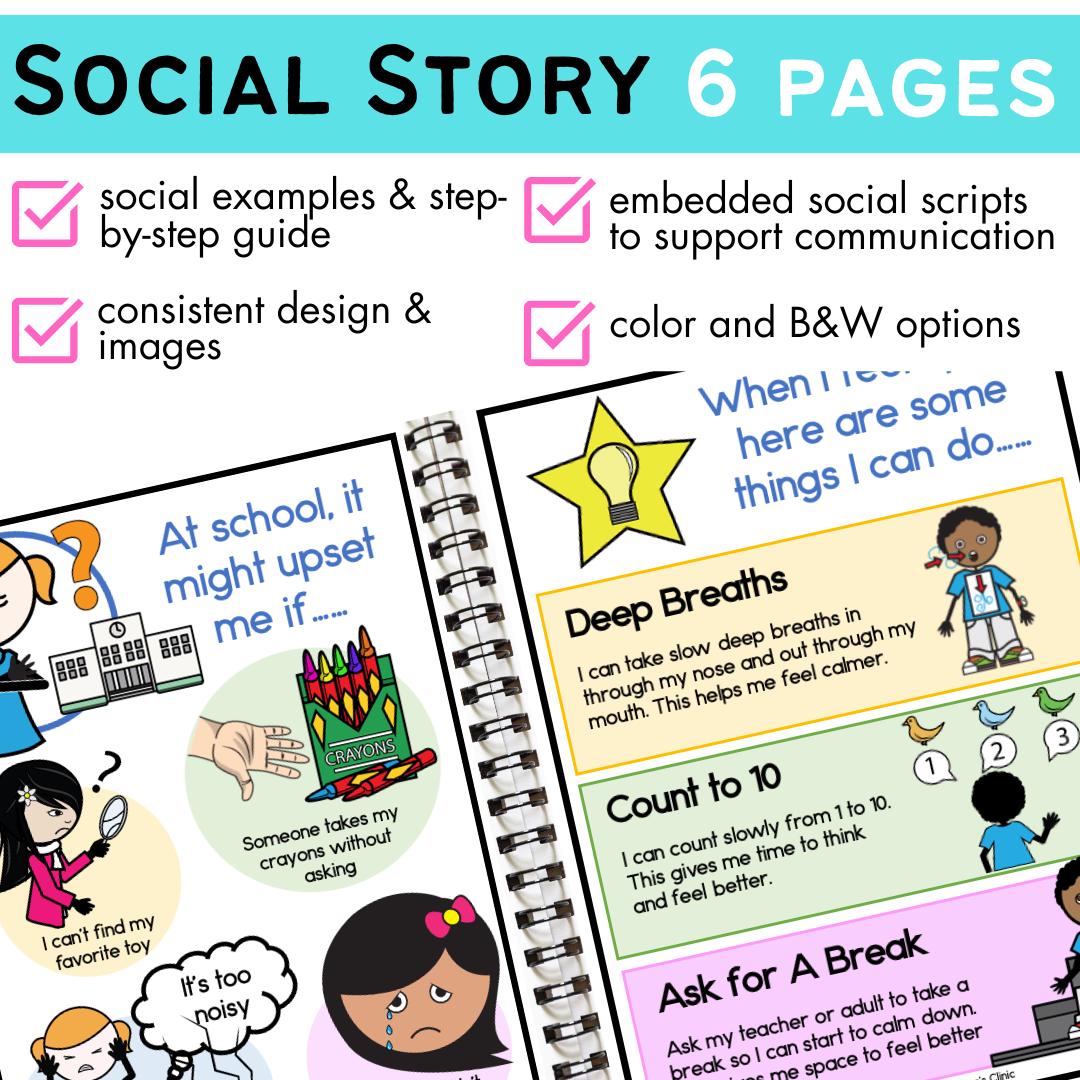 Calm Down Social Story Pack With Activities Behavior Management ...