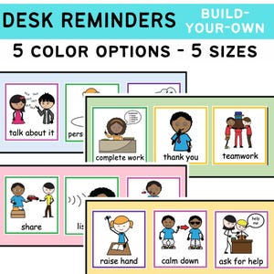 Editable Lanyard Visuals | Desk Reminders | Visual Rules Cue Cards ...