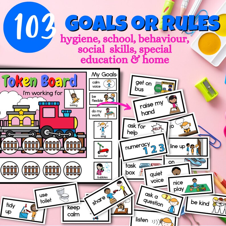 Token Board Reward Chart for Kids Train With First Then Schedule ...