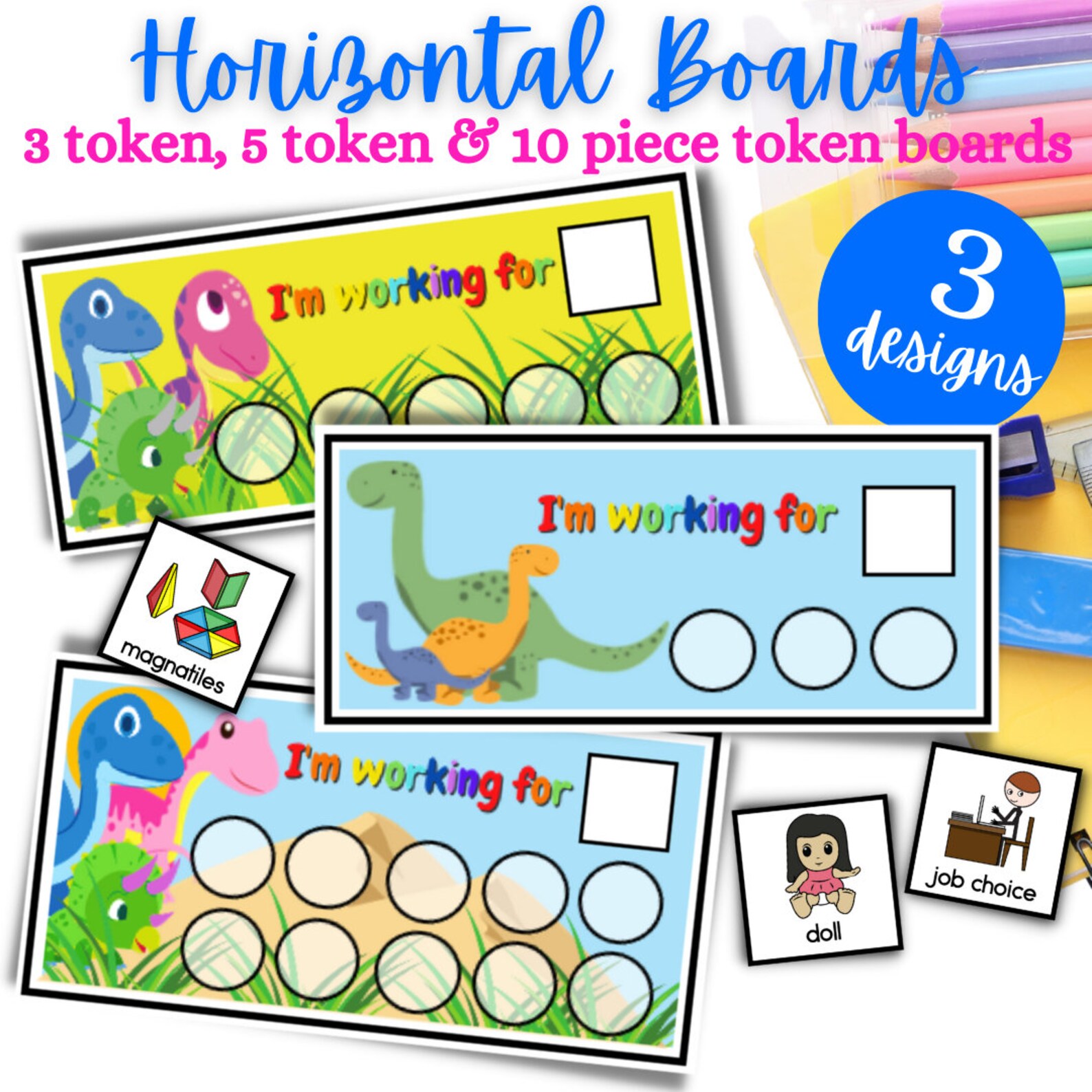 Token Board Reward Chart for Kids Dinosaur First Then Schedule ...