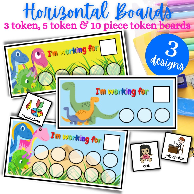 Token Board Reward Chart for Kids Dinosaur First Then Schedule ...
