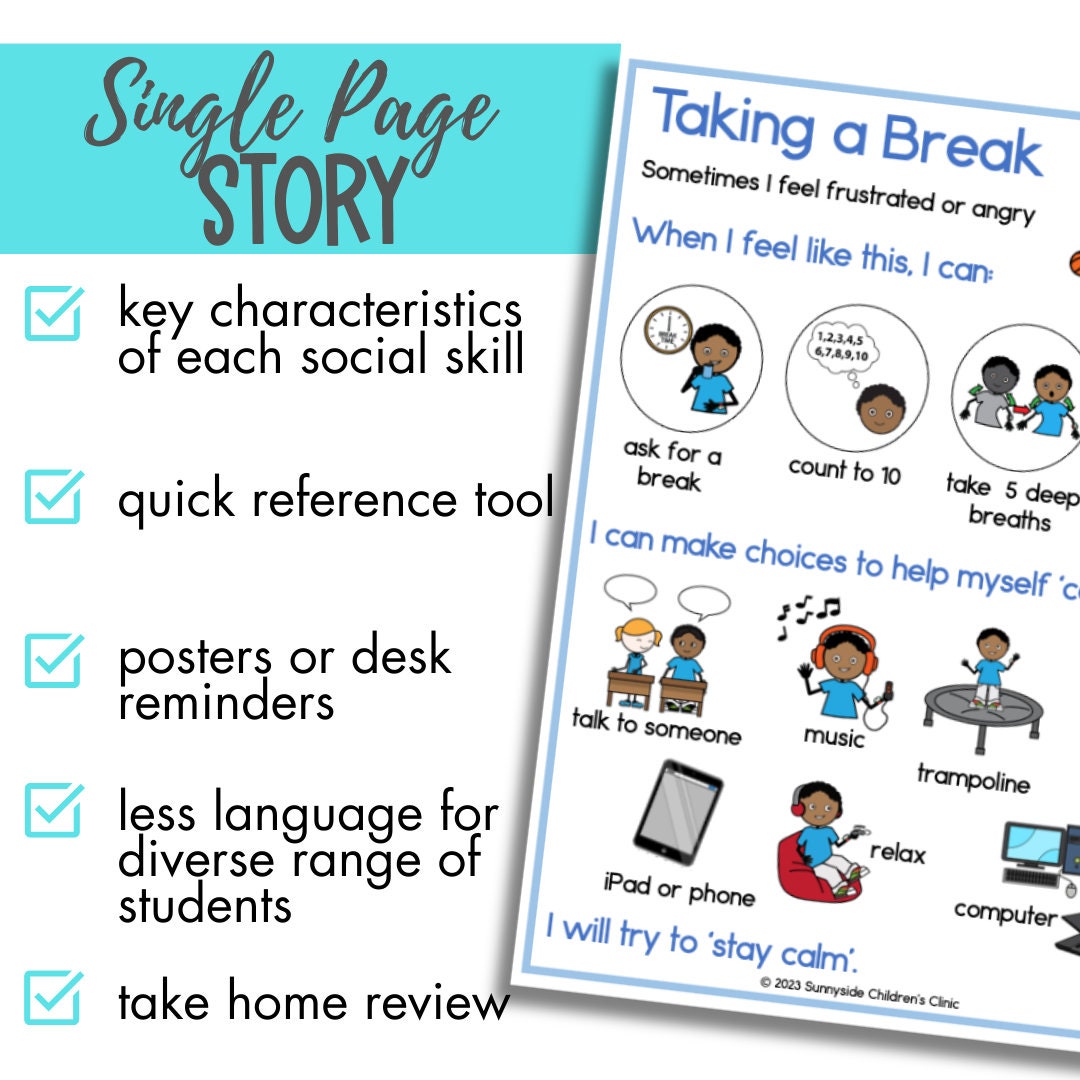 Taking a Break Social Skills Story With Social Emotional Learning ...