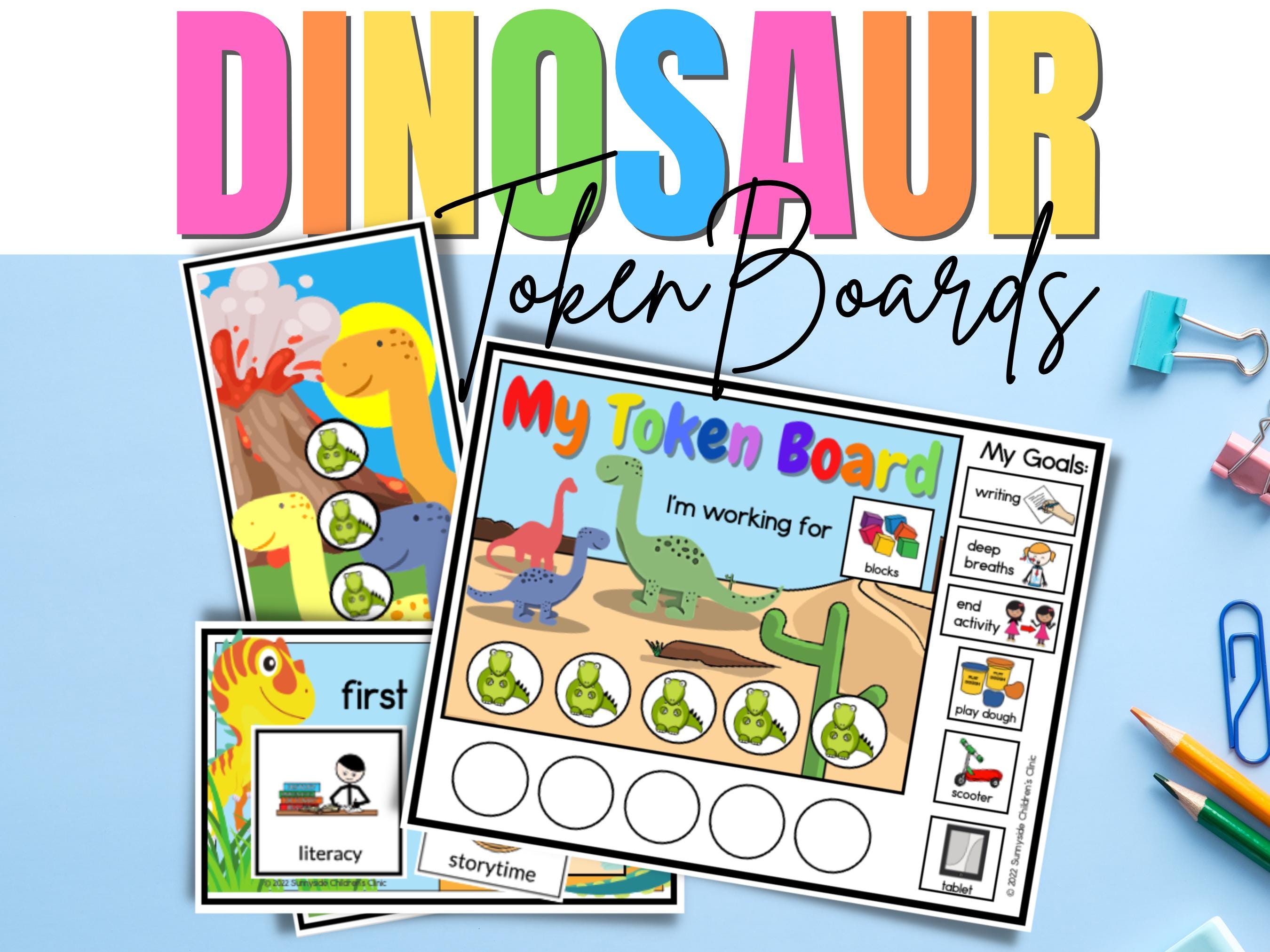 Token Board Reward Chart for Kids Dinosaur First Then Schedule ...