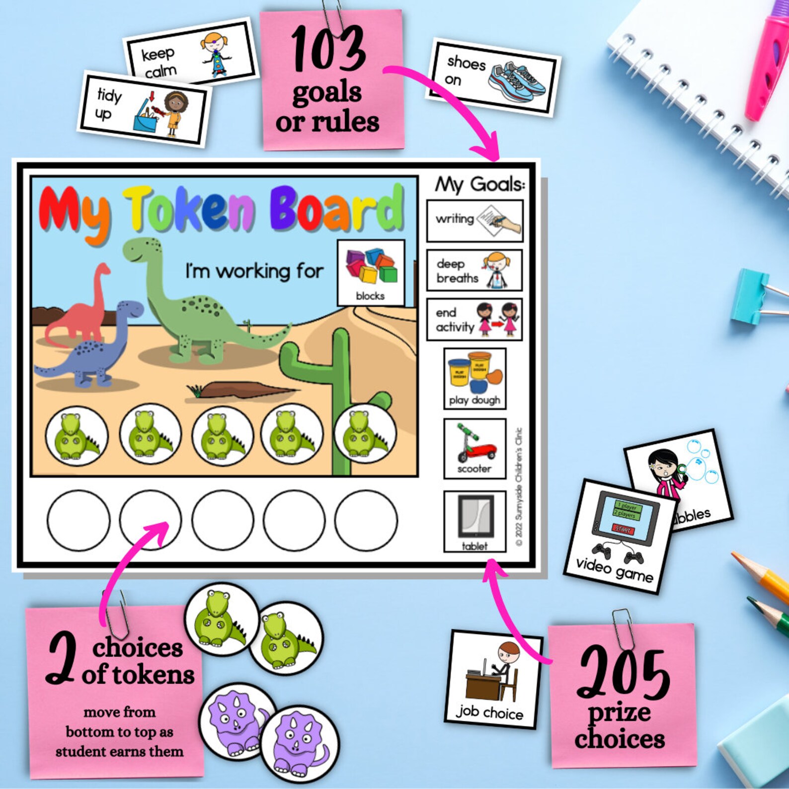 Token Board Reward Chart for Kids Dinosaur First Then Schedule ...