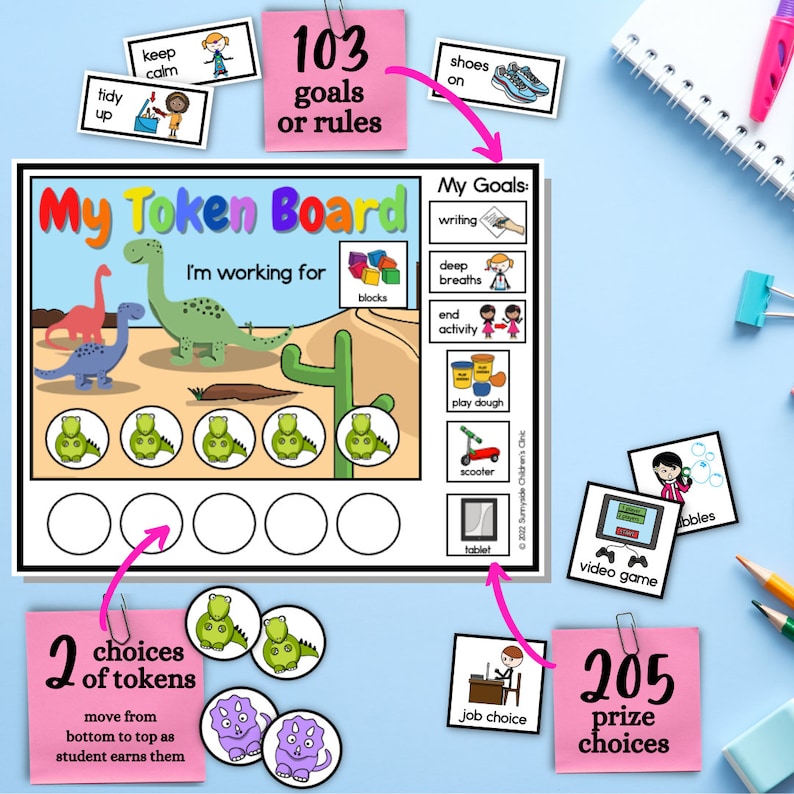 Token Board Reward Chart | Dinosaur First Then Schedule | Behavior ...