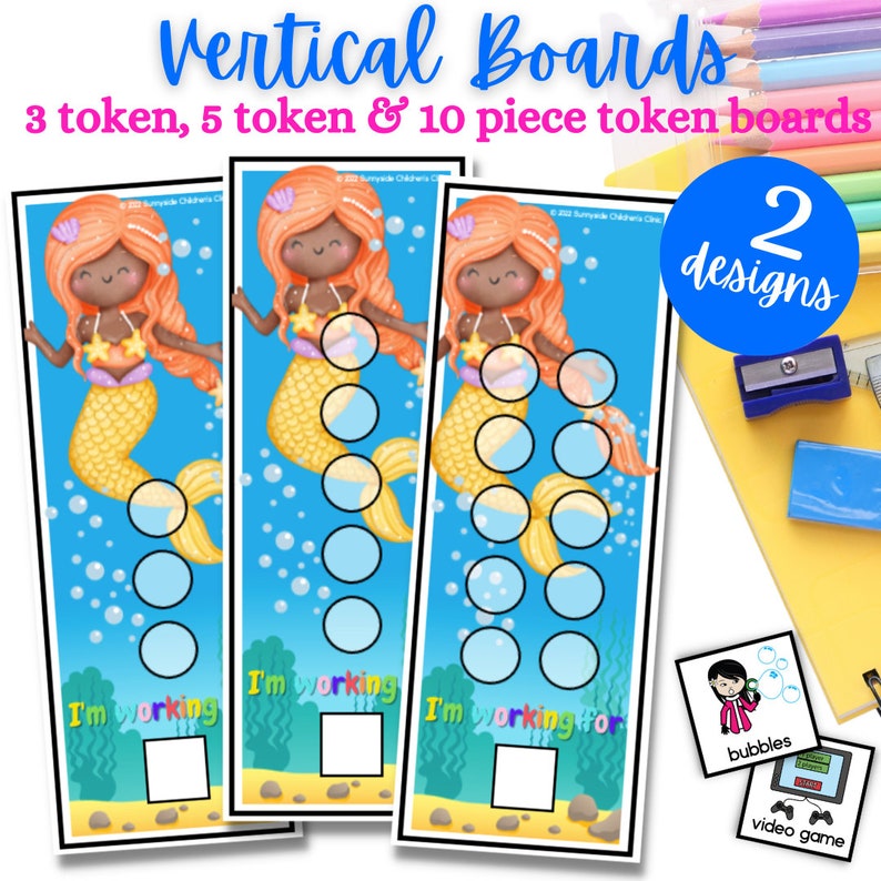 Token Board Reward Chart Special Education Kids Mermaid First Then ...