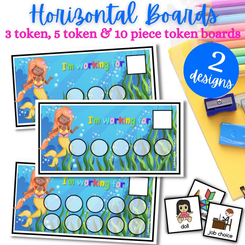 Token Board Reward Chart Special Education Kids Mermaid First Then ...