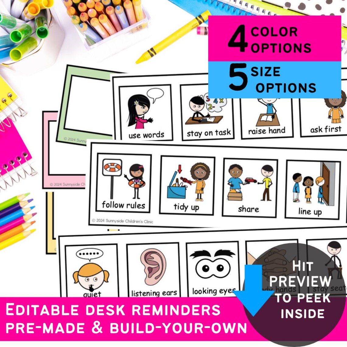 Editable Lanyard Visuals Desk Reminders Visual Rules Cue Cards ...