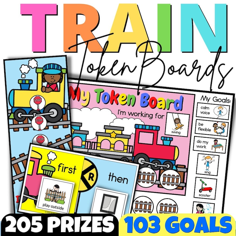 Token Board Reward Chart for Kids Train With First Then Schedule ...