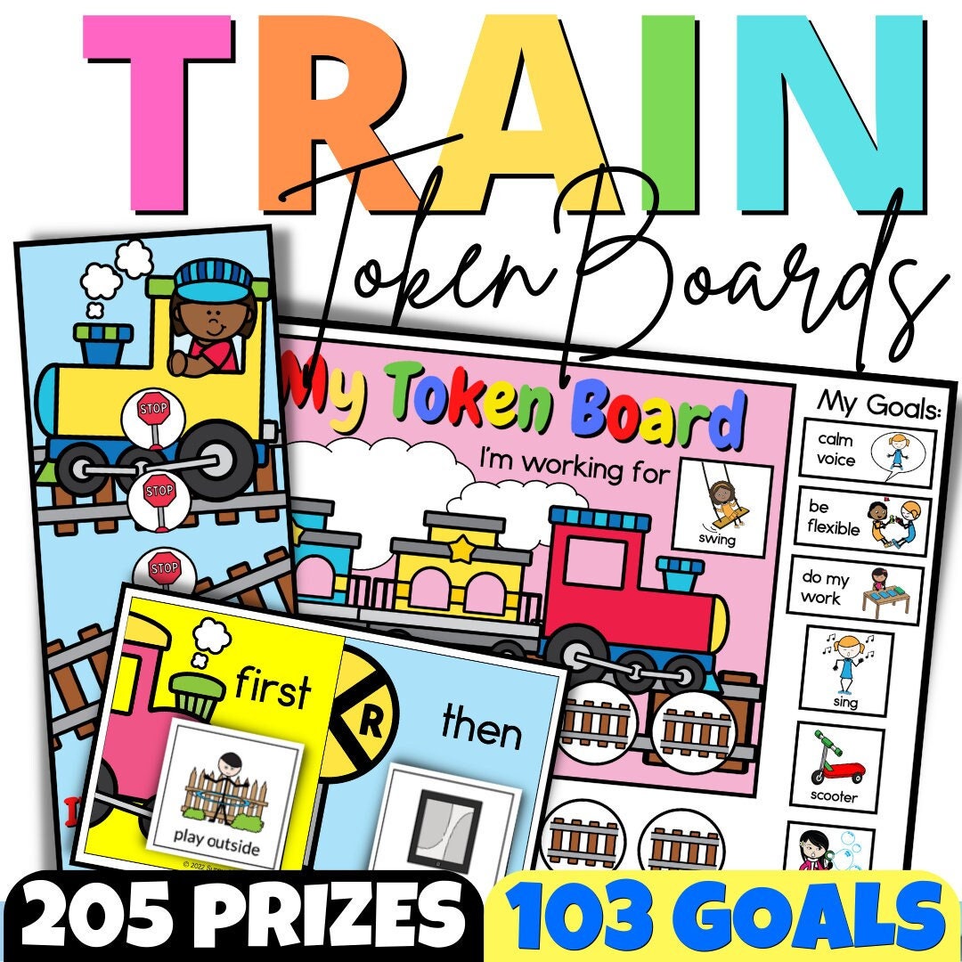 Token Board Reward Chart for Kids Train With First Then Schedule ...