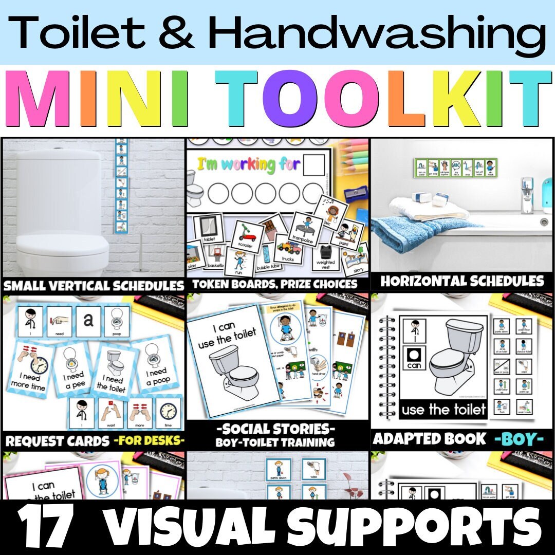 Toilet Potty Training Visuals With Schedules Charts and Social Skill ...