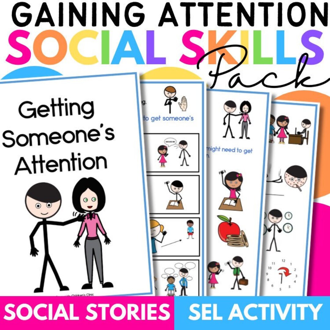 Getting Someone's Attention Social Story for Autism, Special Education ...