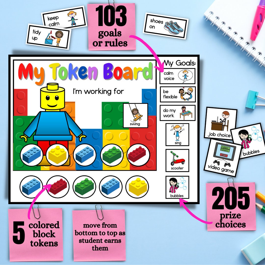 Token Board Reward Chart for Kids With First Then Schedule Building ...