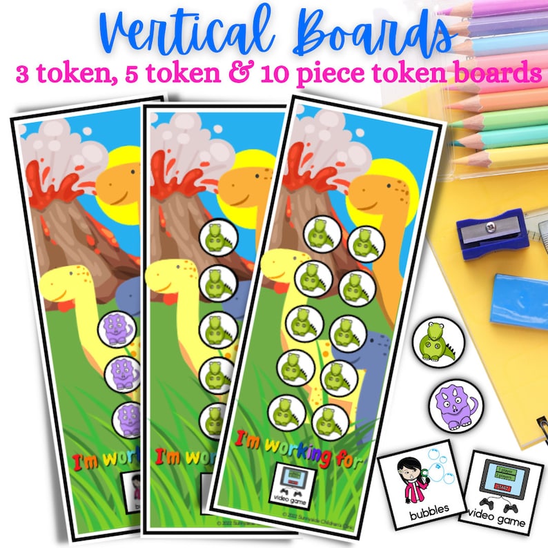 Token Board Reward Chart for Kids Dinosaur First Then Schedule ...