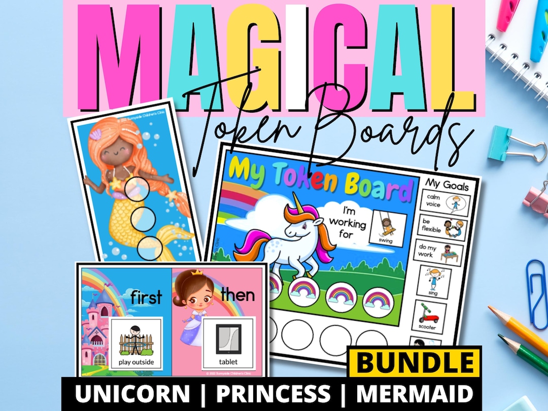 Unicorn Princess Mermaid Token Board | Visual Reward Charts for Kids ...