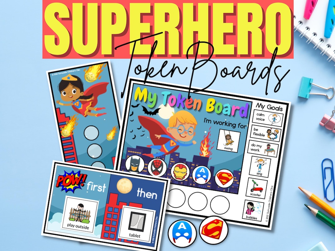 Superhero Token Board | Reward Chart for Kids | First Then Visual ...