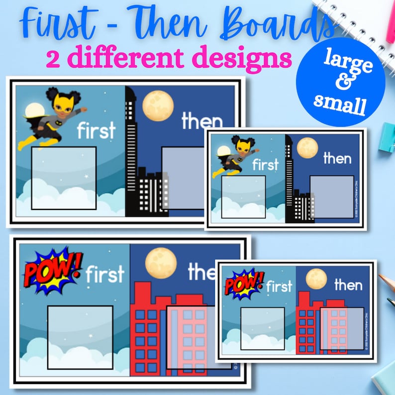 Token Board Reward Chart for Kids Superhero With First Then Schedule ...