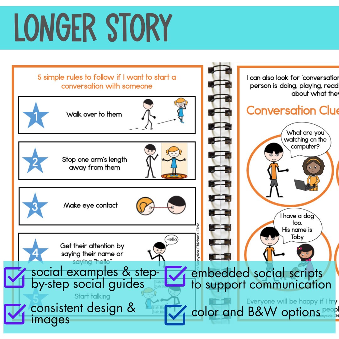 Starting a Conversation Social Story for Autism, Special Education ...