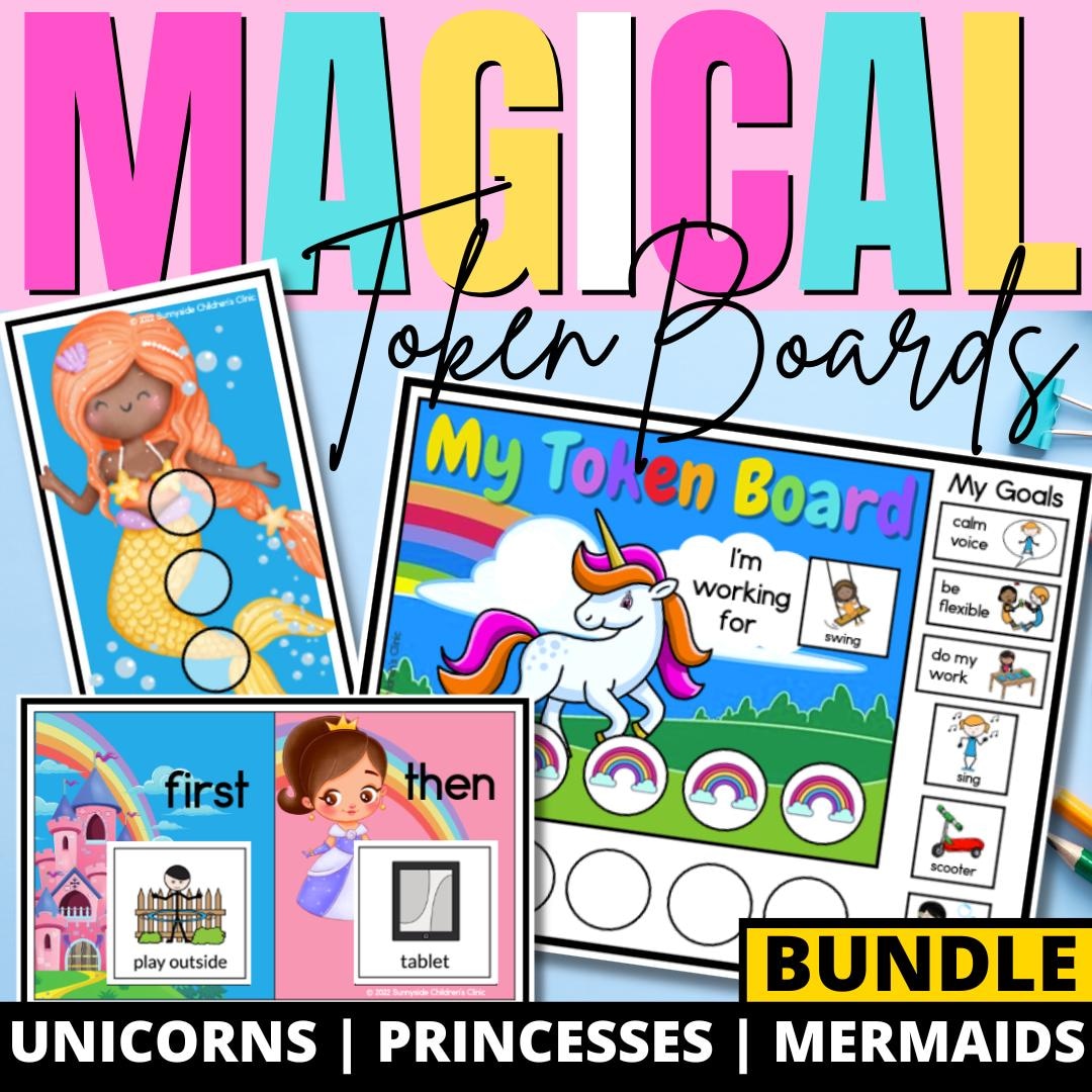 Unicorn Princess Mermaid Token Board | Visual Reward Charts for Kids ...