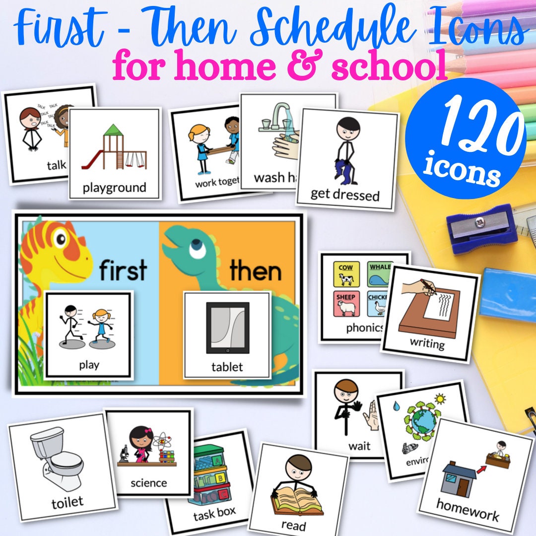 Token Board Reward Chart for Kids Dinosaur First Then Schedule Behavior ...