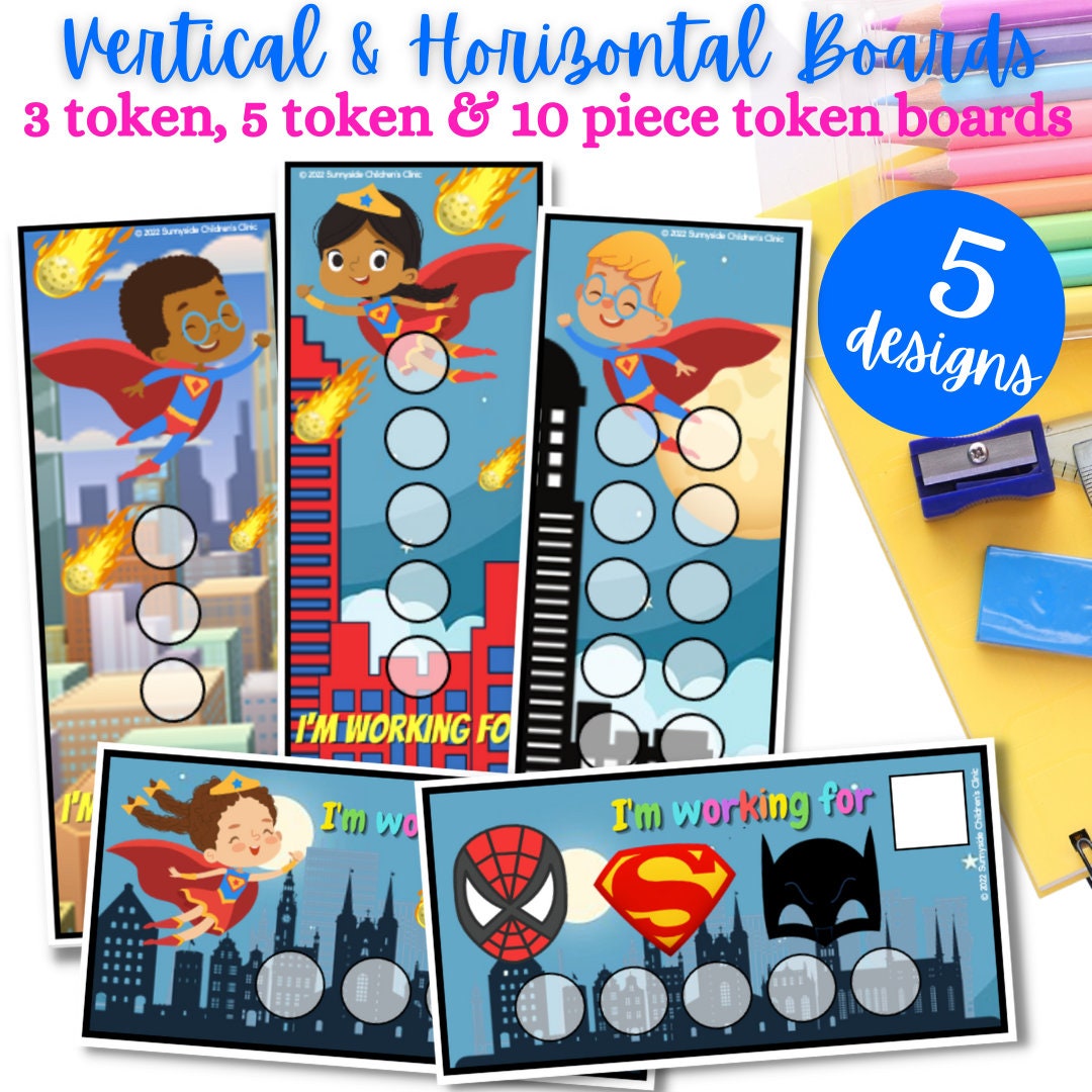 Token Board Reward Chart for Kids Superhero With First Then Schedule ...