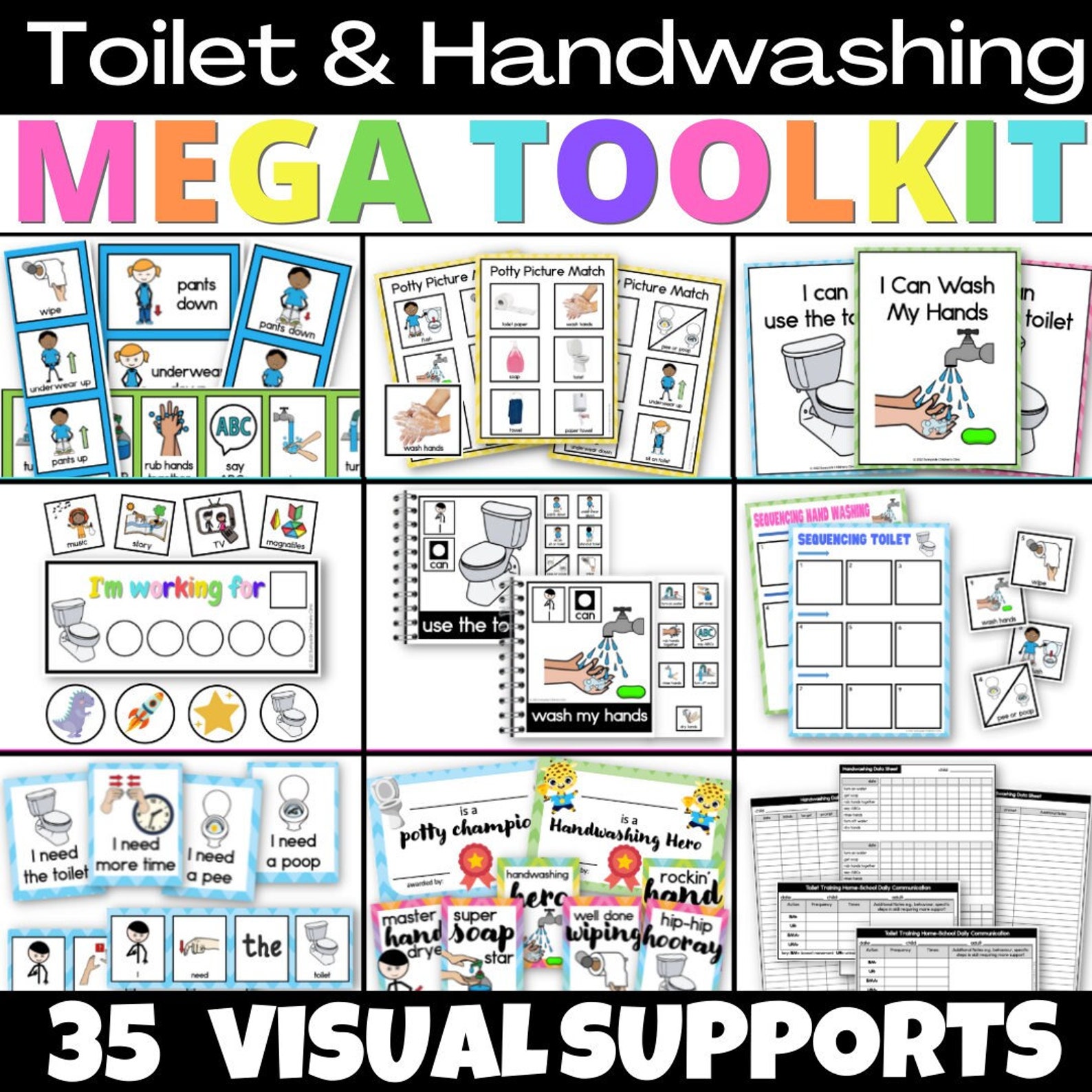Potty Training Toilet Visuals With Visual Schedules Charts Social ...