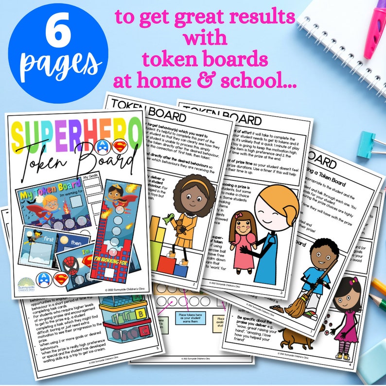 Token Board Reward Chart for Kids Superhero With First Then Schedule ...