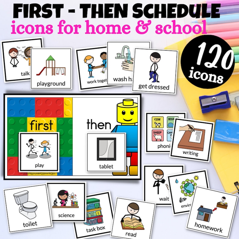 Token Board With First Then Schedule | Building Blocks | Autism ...
