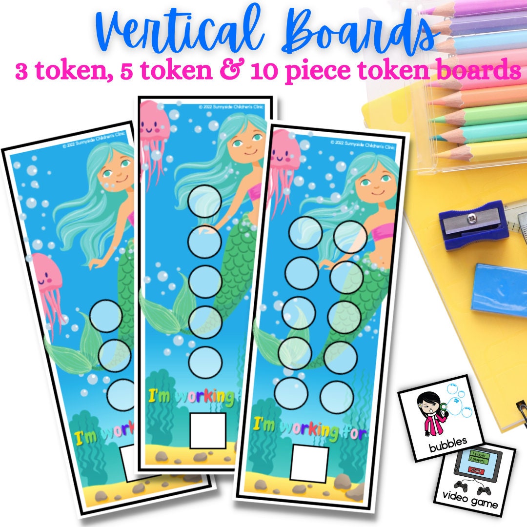Token Board Reward Chart Special Education Kids Mermaid First Then ...