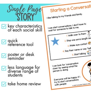 Starting a Conversation Social Story for Autism, Special Education ...