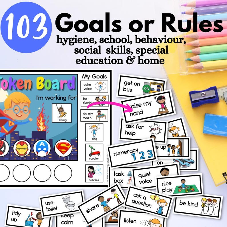 Dinosaur, Superhero and Robot Token Board | First Then Schedules ...