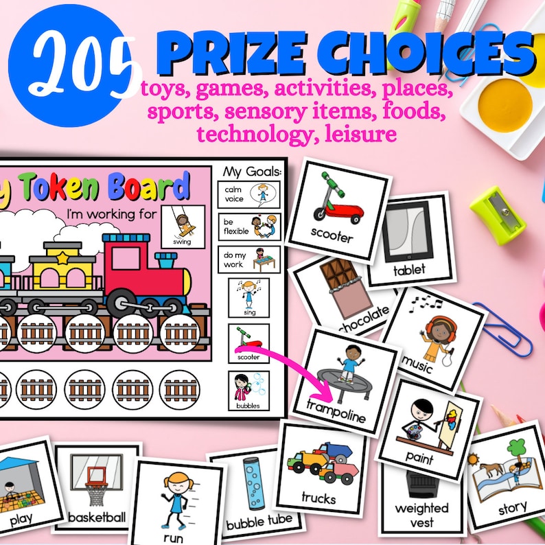 Token Board Reward Chart for Kids Train With First Then Schedule ...