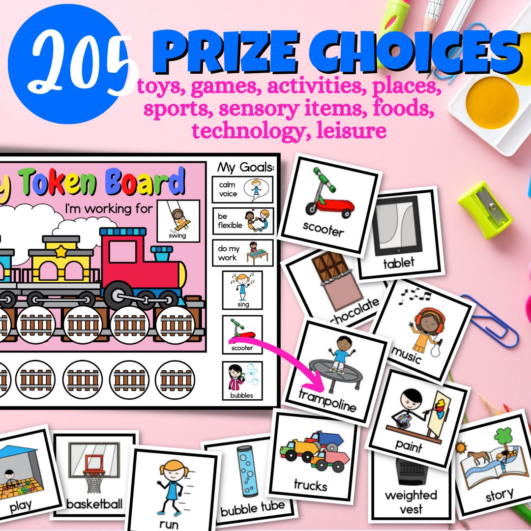 Token Board Reward Chart for Kids Train With First Then Schedule ...