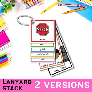 Editable Lanyard Visuals | Desk Reminders | Visual Rules Cue Cards ...