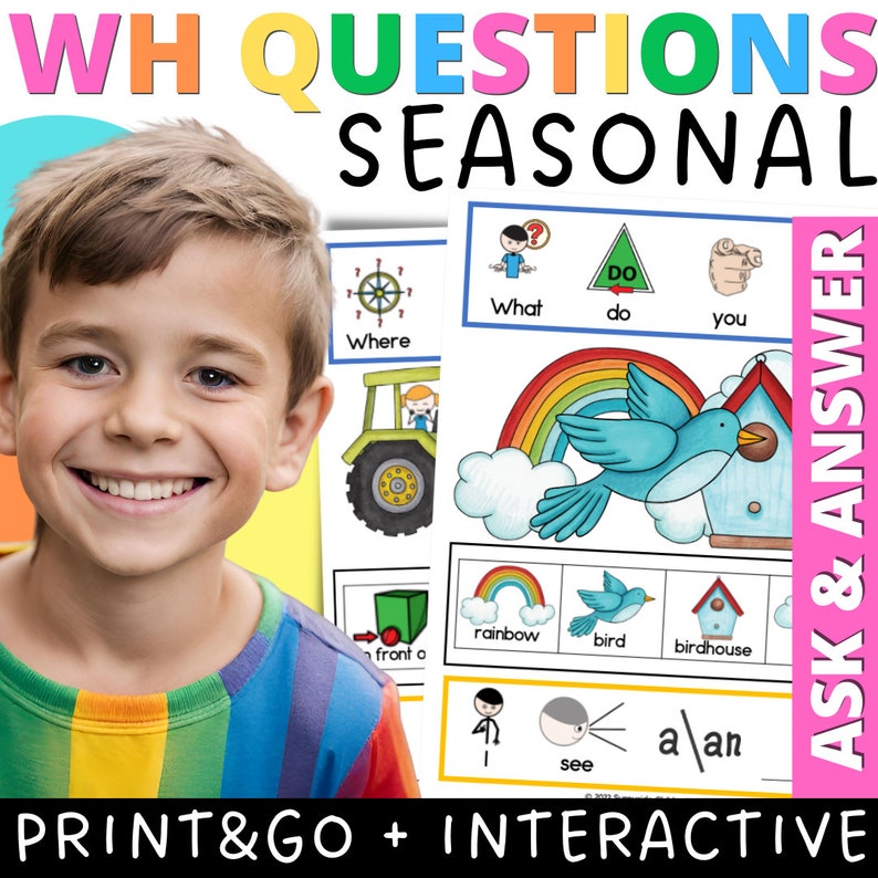 WH Questions for Speech Therapy Special Education With Interactive ...