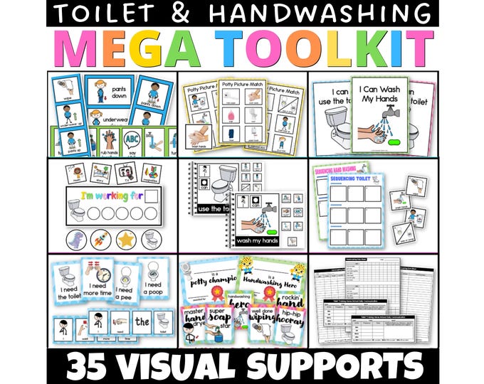 Potty Training Visual Schedule and Reward Chart, Toilet Sequence for ...
