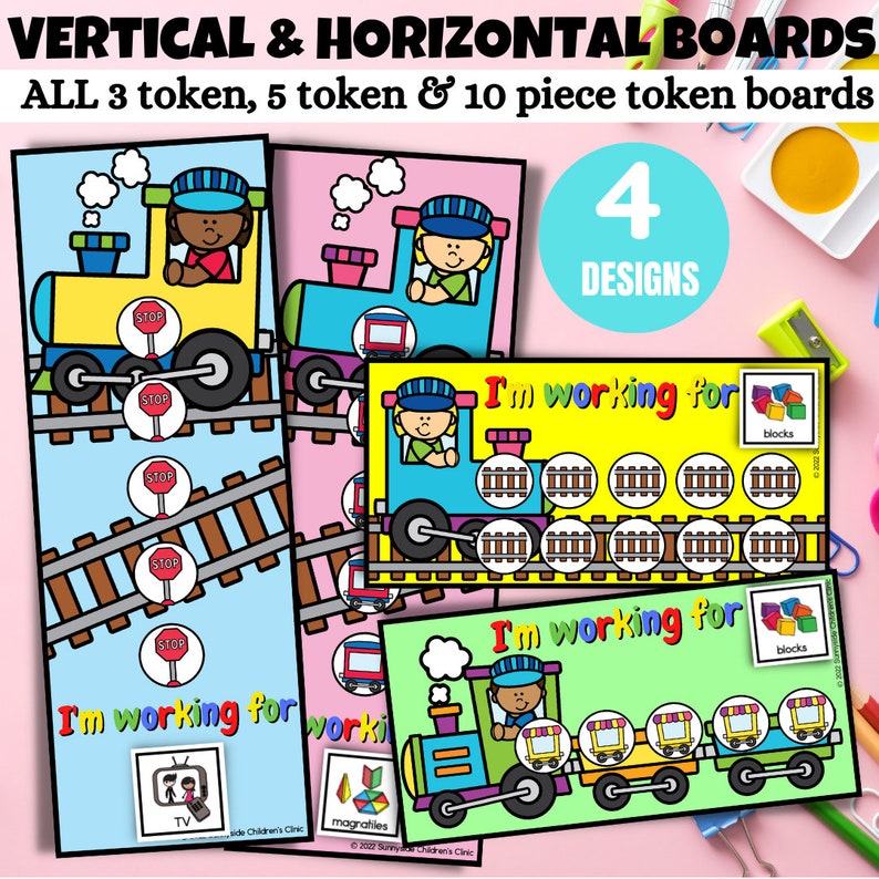 Token Board Reward Chart for Kids Train With First Then Schedule ...
