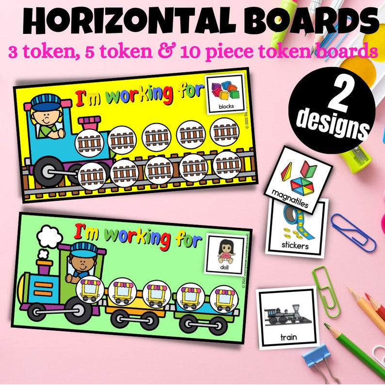 Token Board Reward Chart for Kids Train With First Then Schedule ...