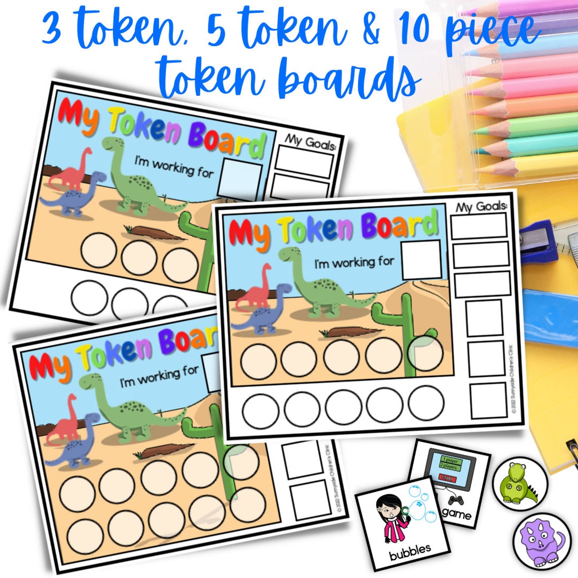 Token Board Reward Chart for Kids Dinosaur First Then Schedule Behavior ...