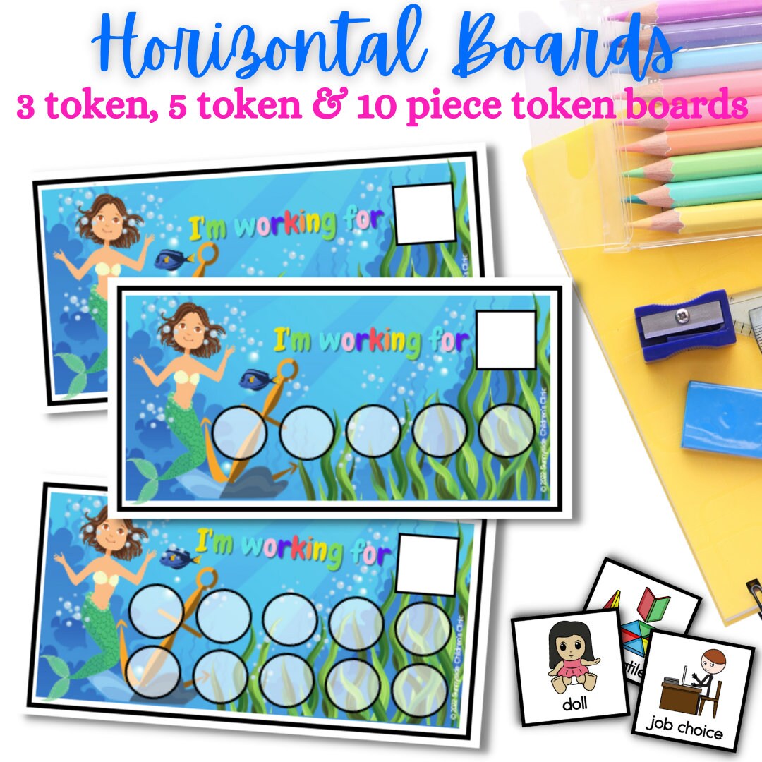 Token Board Reward Chart Special Education Kids Mermaid First Then ...
