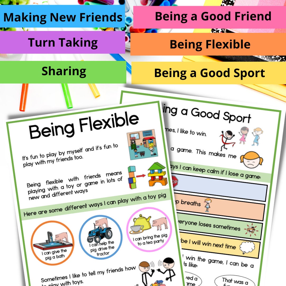 Friendship Social Stories Pack – Taking Turns, Sharing, Being a Good ...