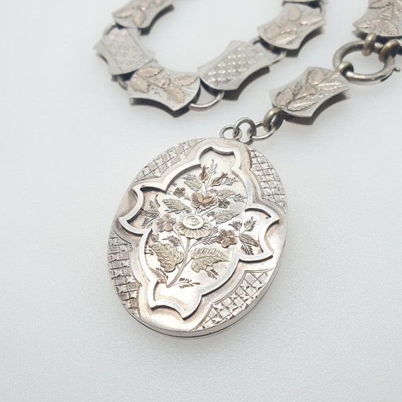 Antique Victorian Sterling Silver Book Chain Locket P… - Gem