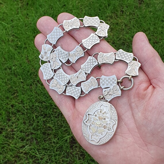 Antique Victorian Sterling Silver Book Chain Locket P… - Gem