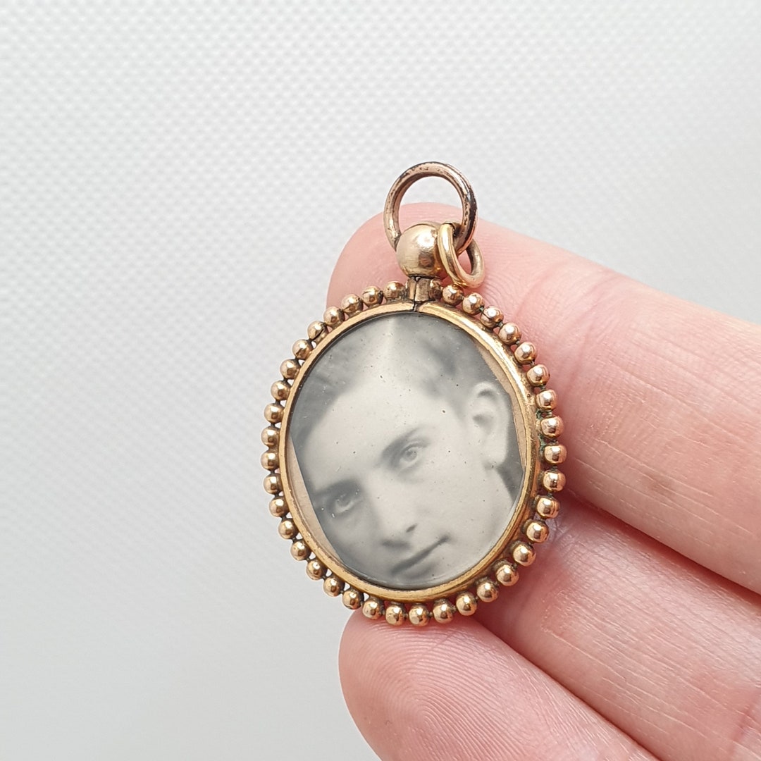 Antique Locket Rolled Gold Pendant Photo Glass Picture Face Large 1920s ...