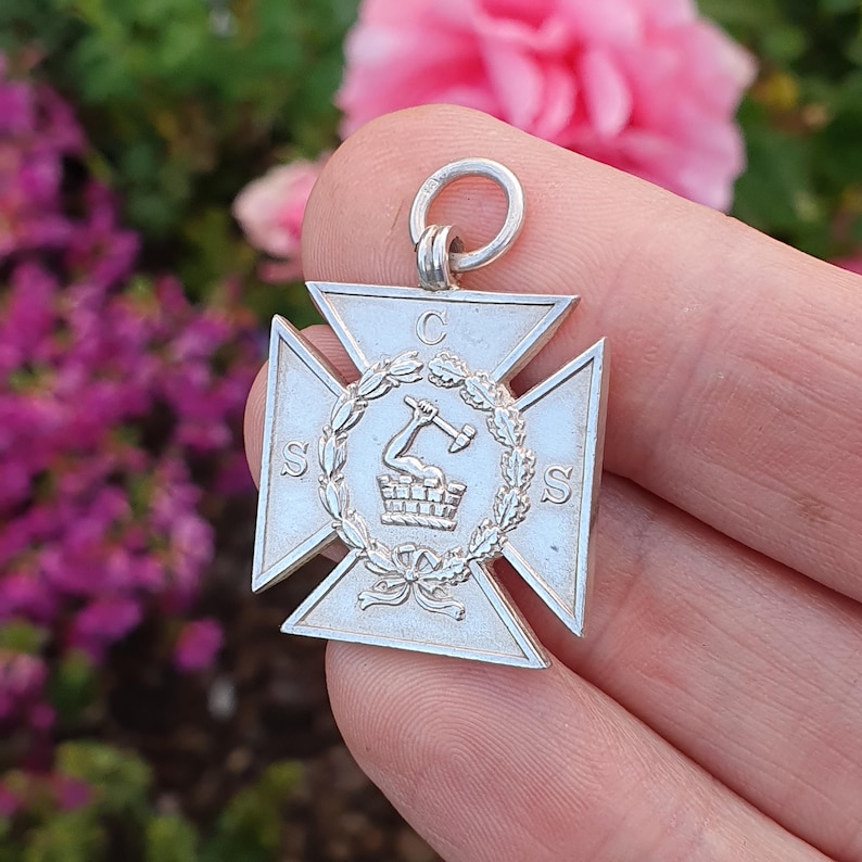 Vintage Masonic Sterling Silver Pendant Fob Master Mark Jewel Square ...